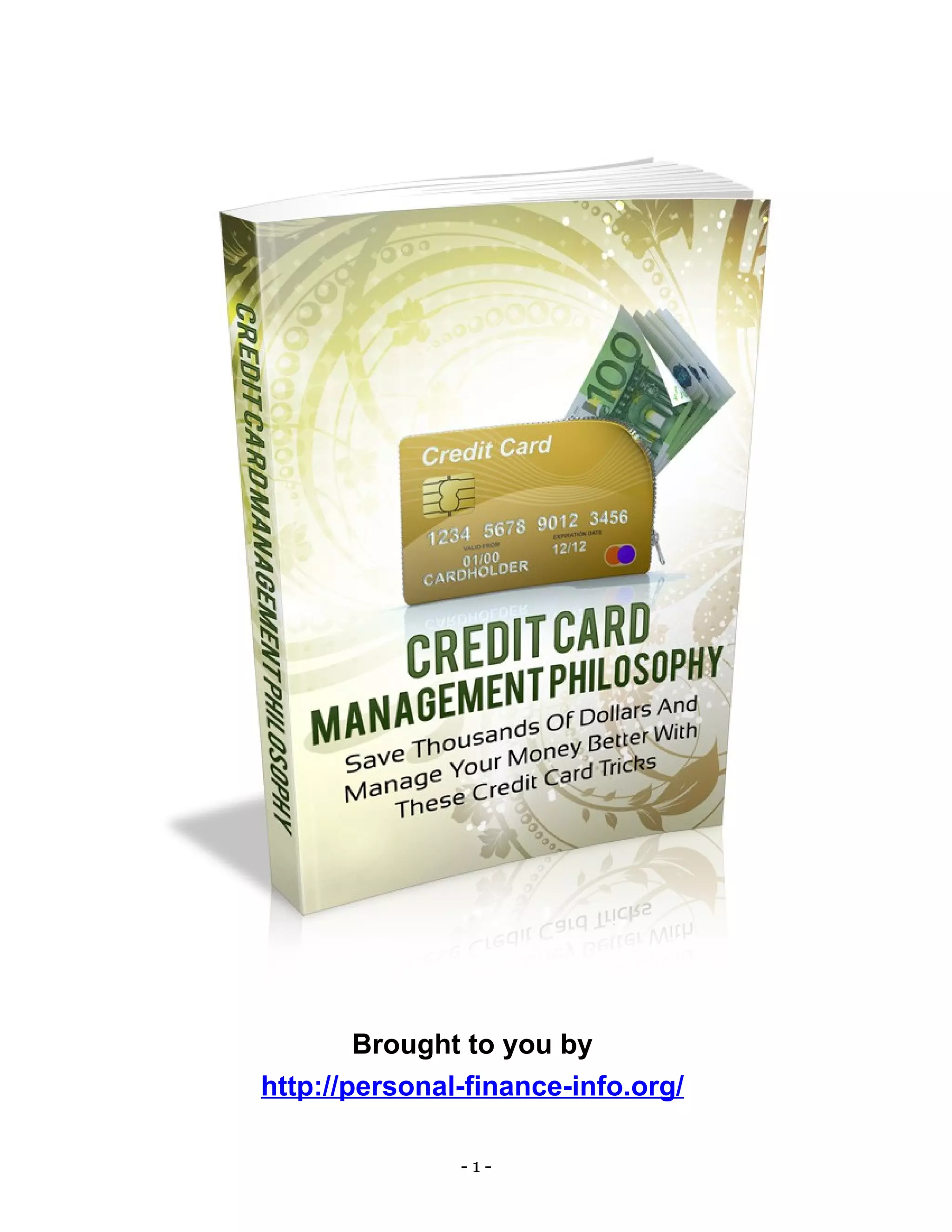 Credit Card Management Philosophy - Preview Copy | DOC