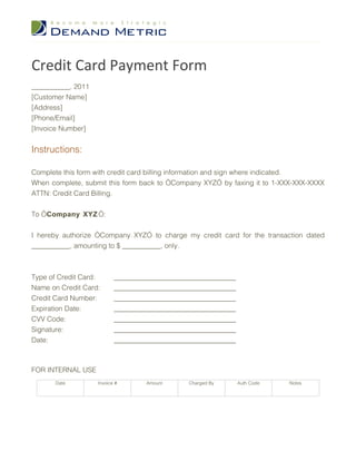 Credit Card Payment Form | DOC