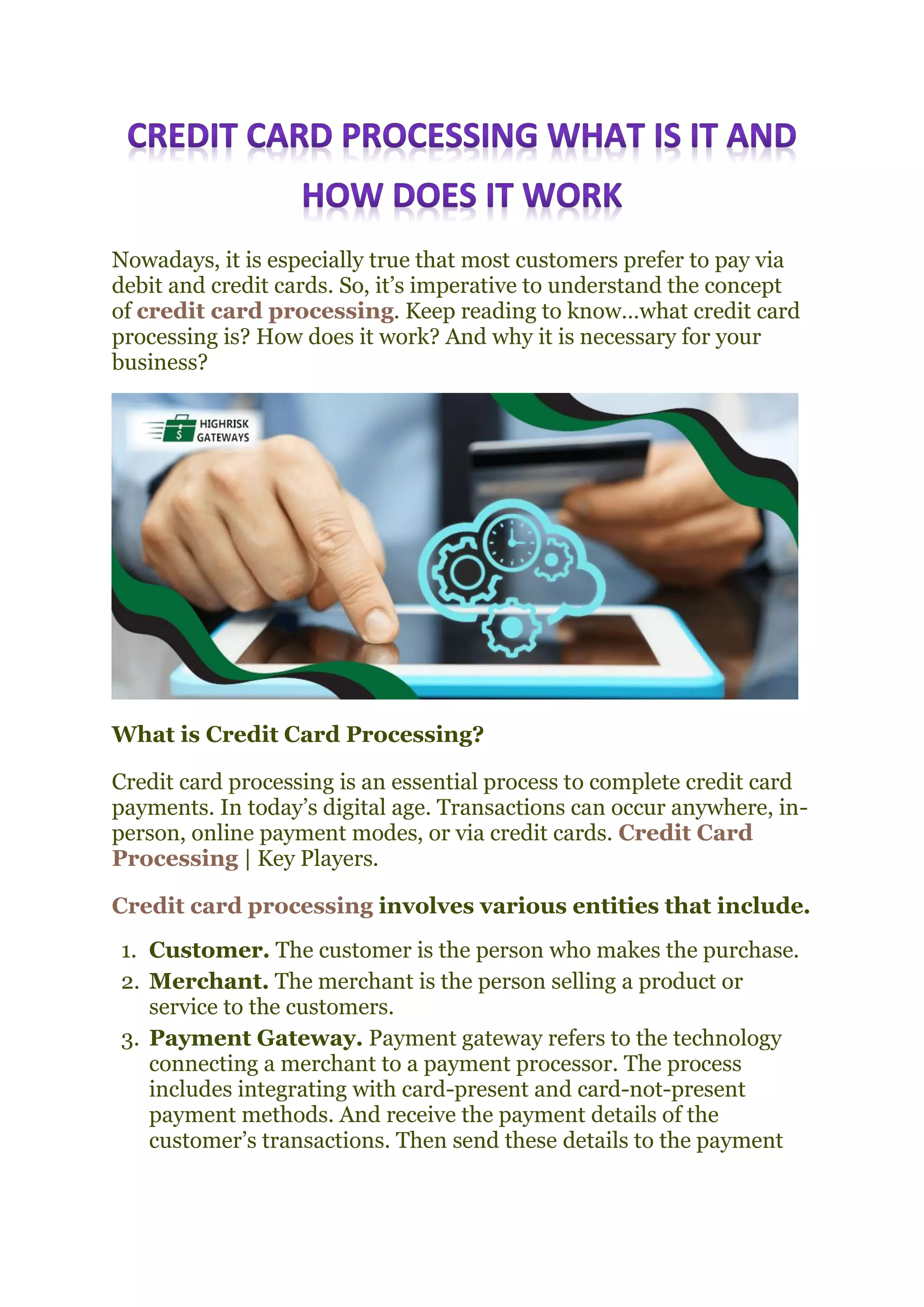 Credit card processing what is it and how does it work | PDF | Credit ...
