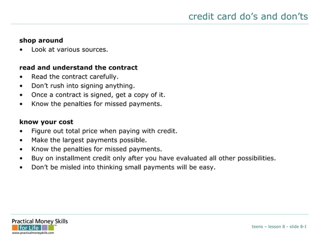 Credit cards lesson 8 | PPT