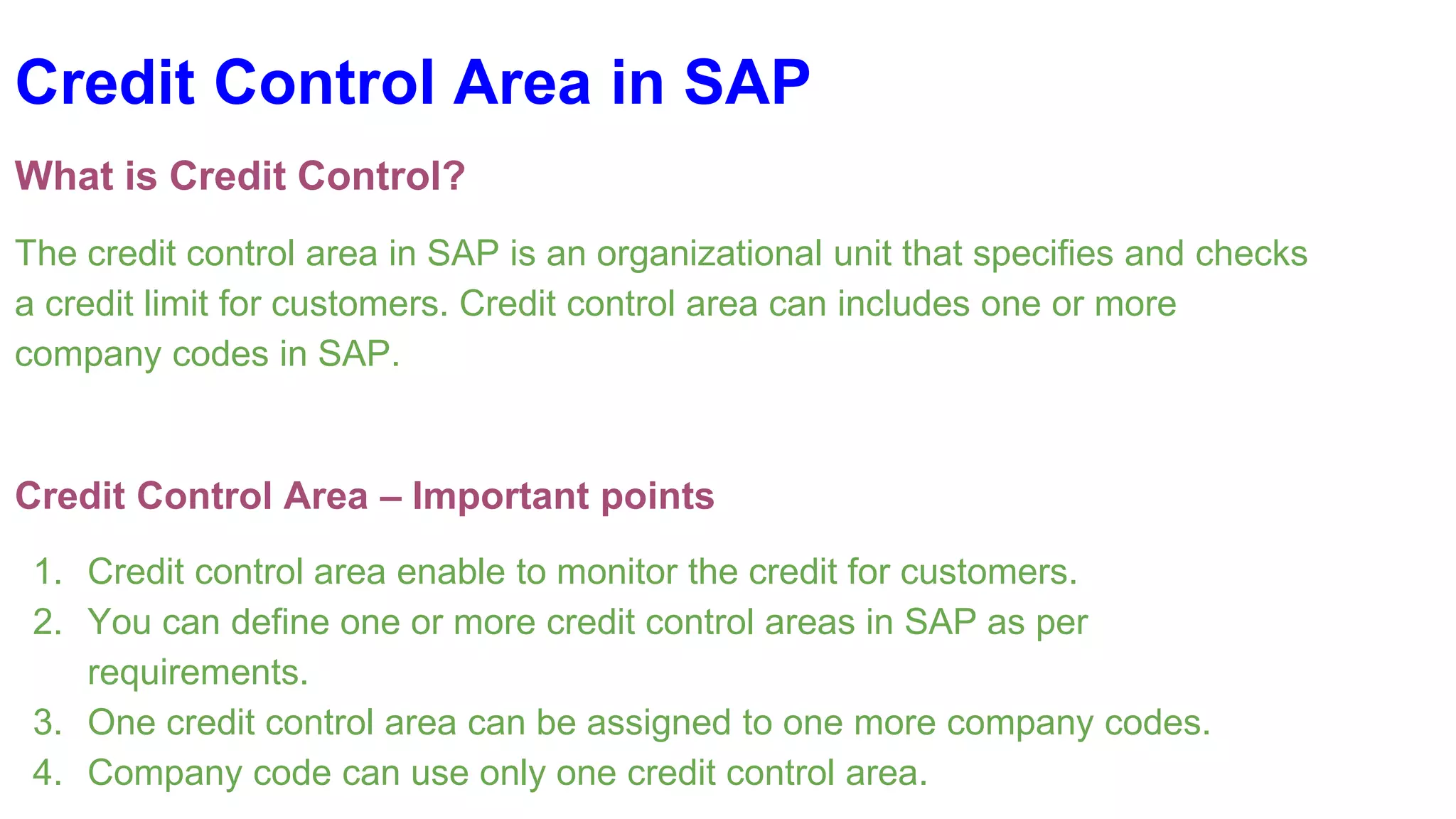 Credit control area in sap | PPTX