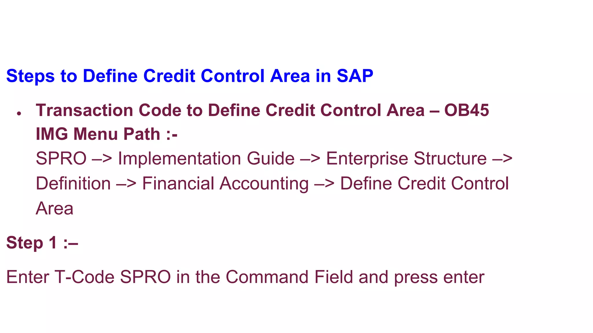 Credit control area in sap | PPTX