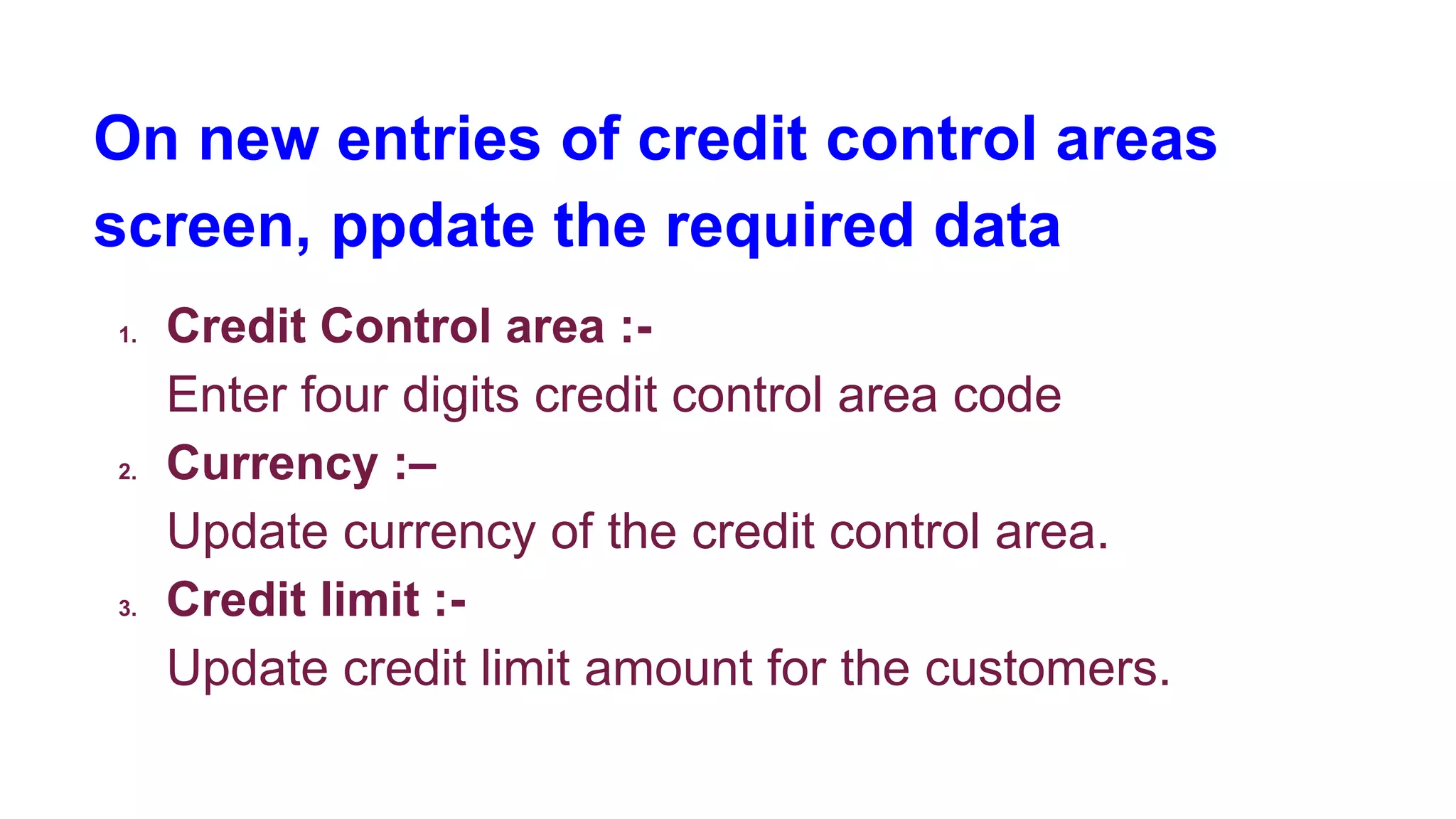Credit control area in sap | PPTX