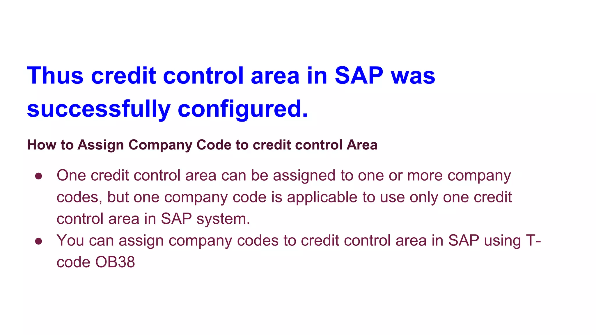 Credit control area in sap | PPTX