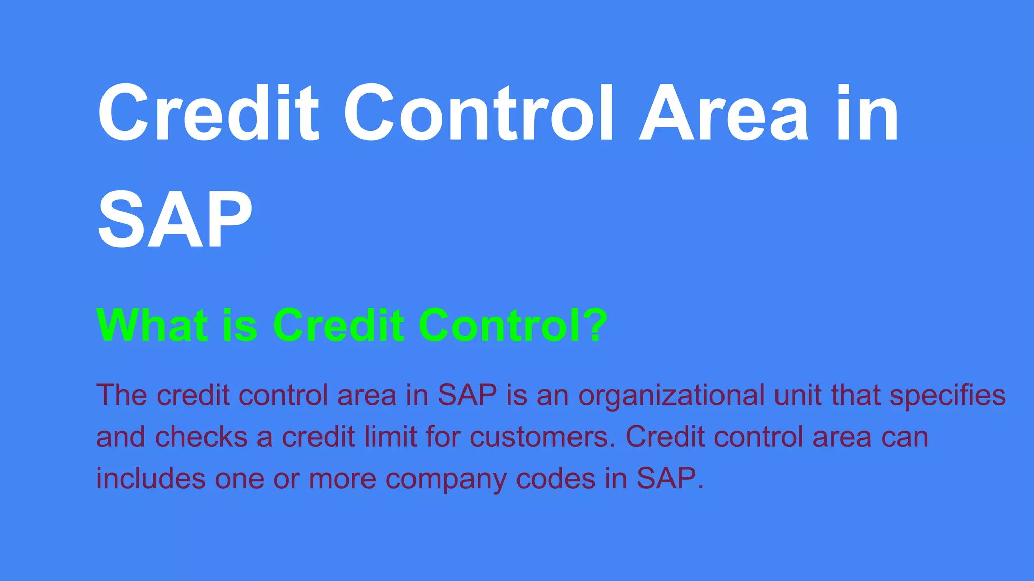 Credit control area in sap | PPTX