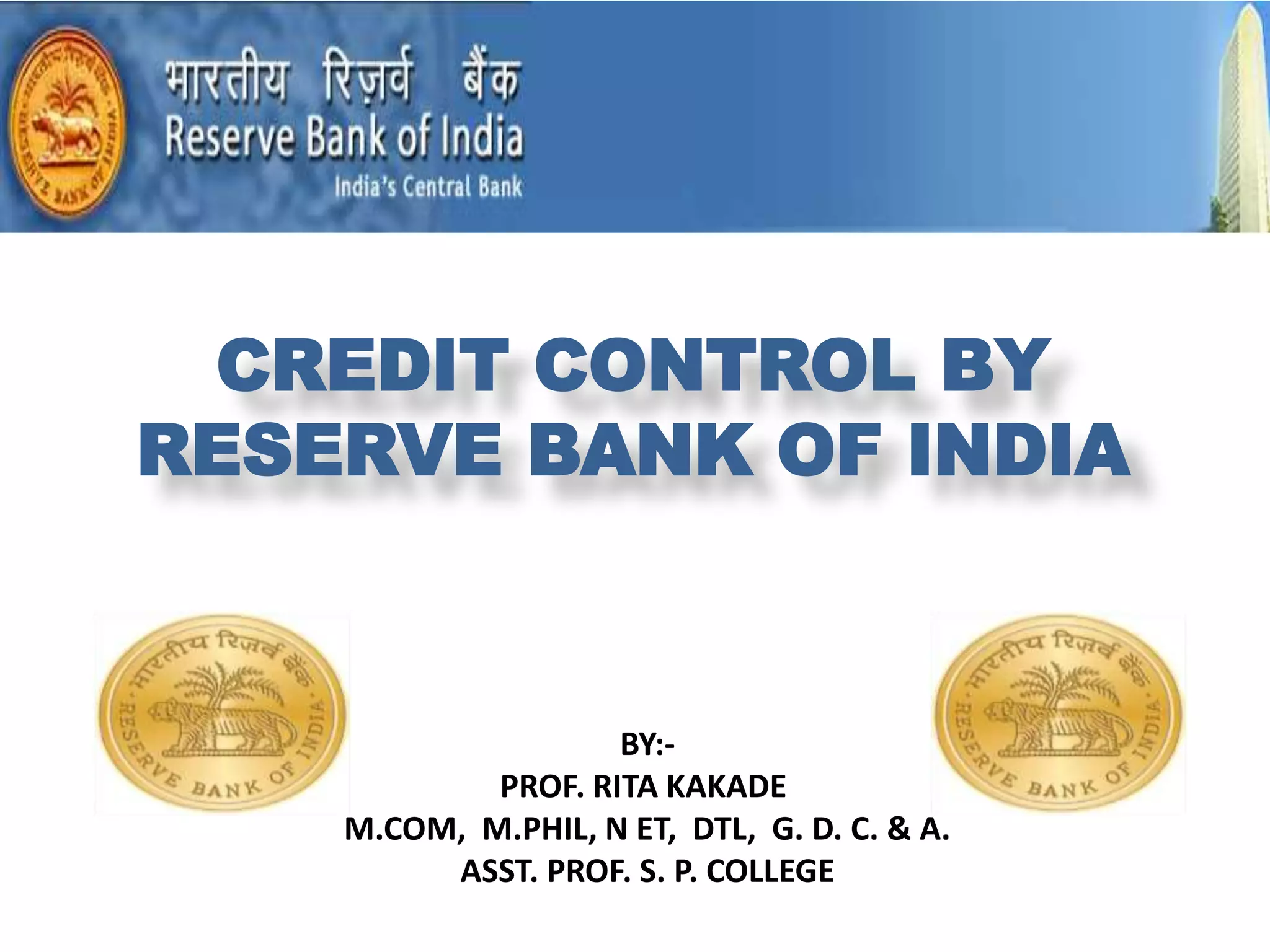 Credit control by RBI | PPTX