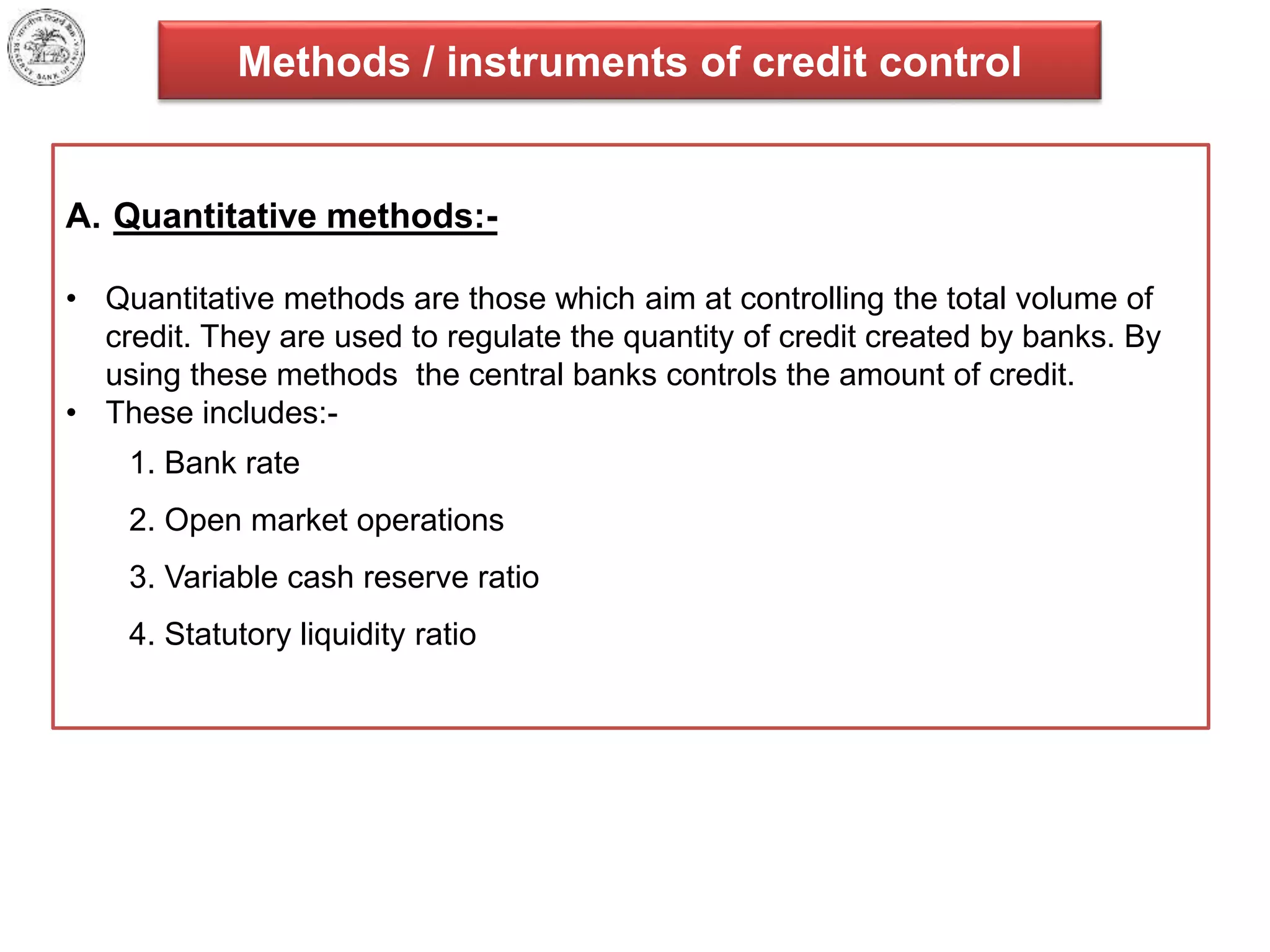 Credit control by RBI | PPTX