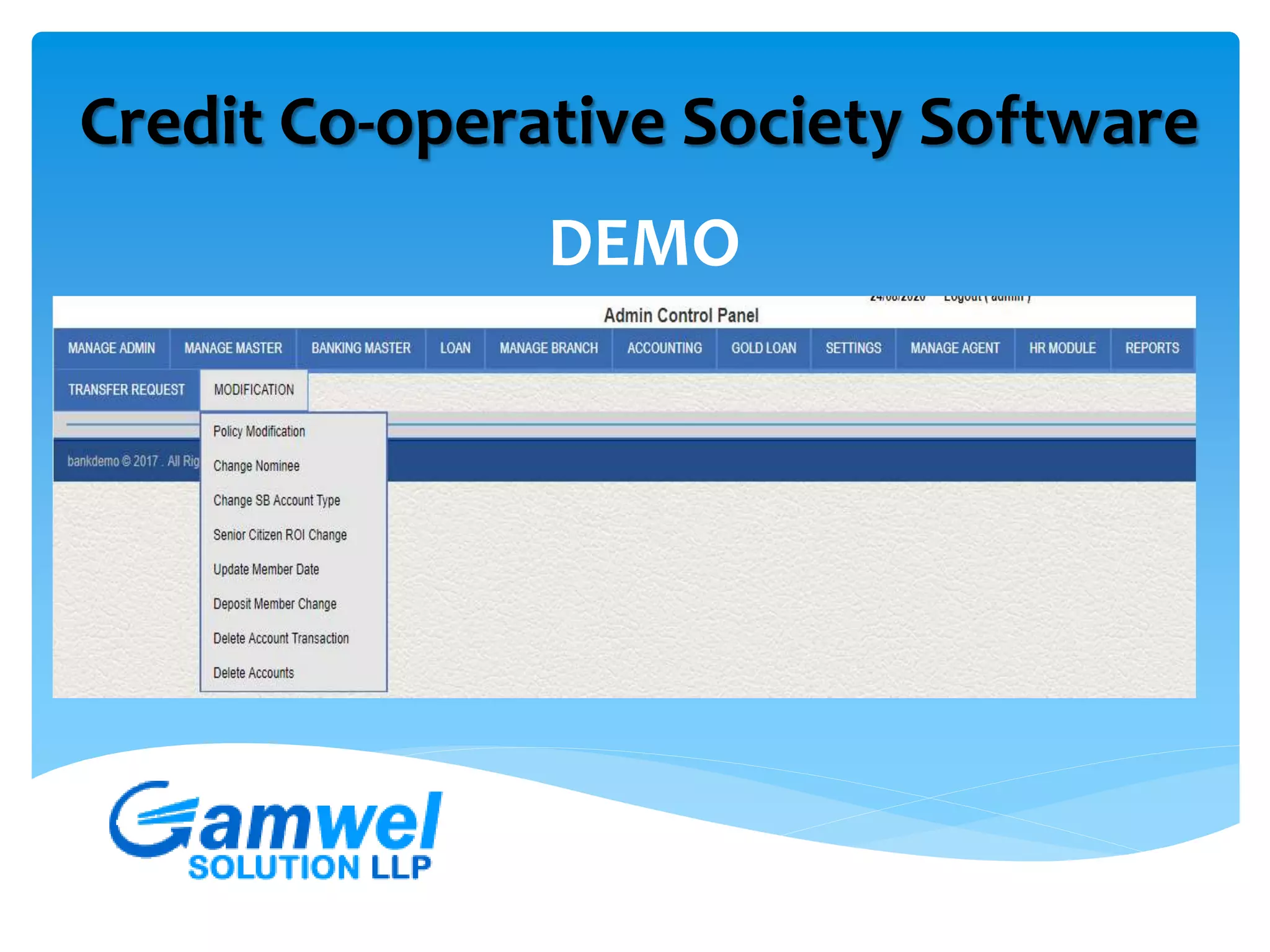 Credit Co-operative software a complete banking management | PPTX