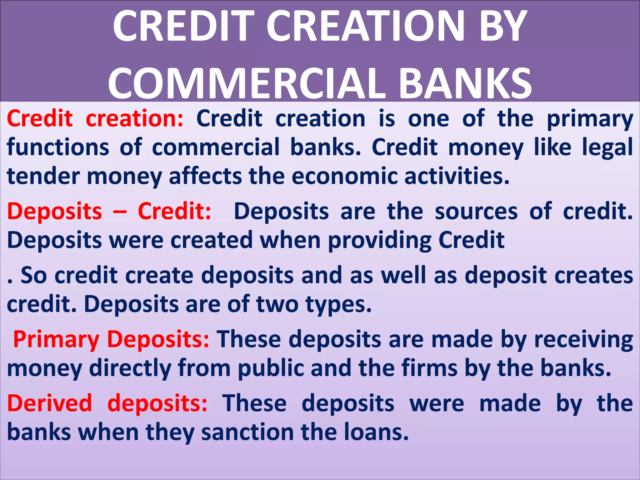 Credit creation by commercial banks | PPTX