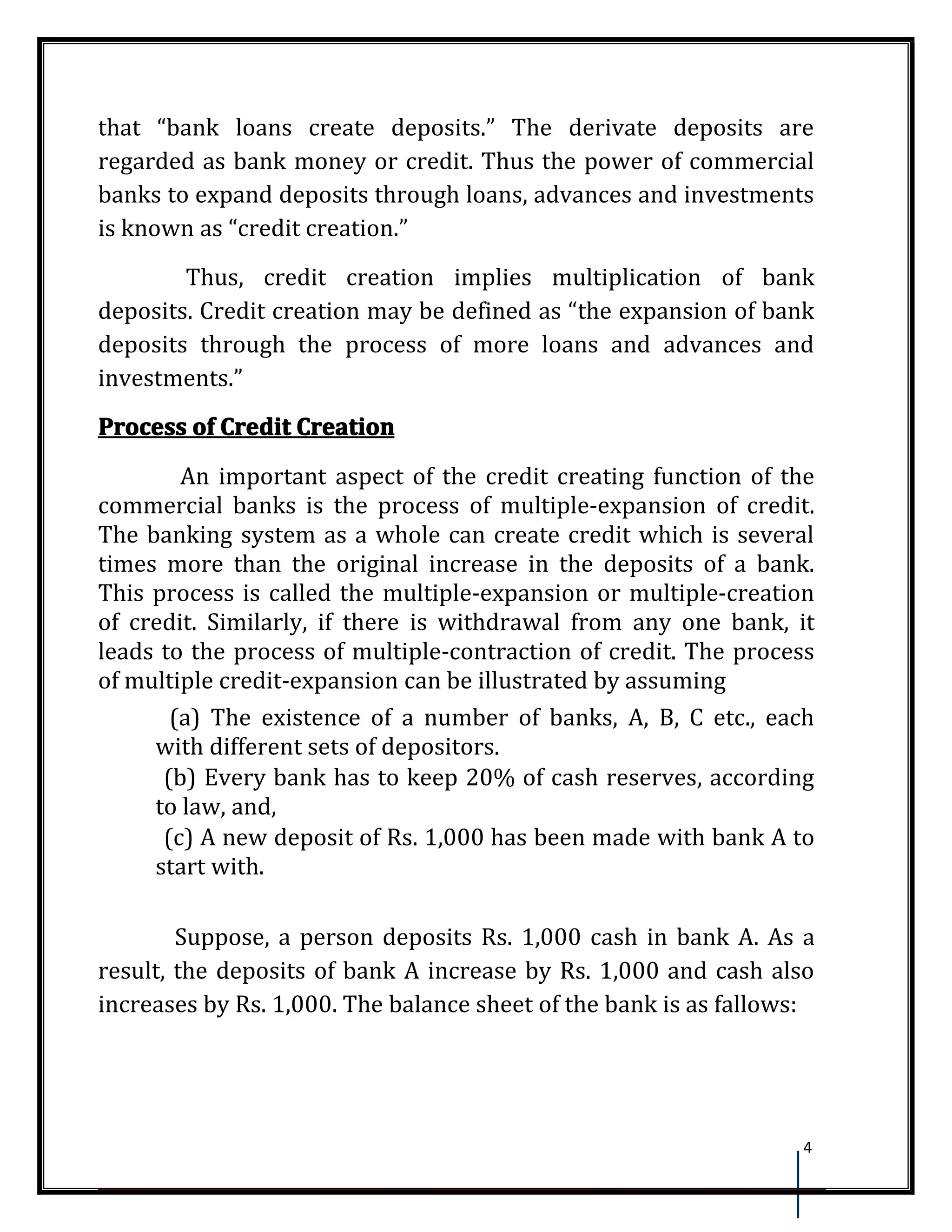Credit creation of bank | PDF