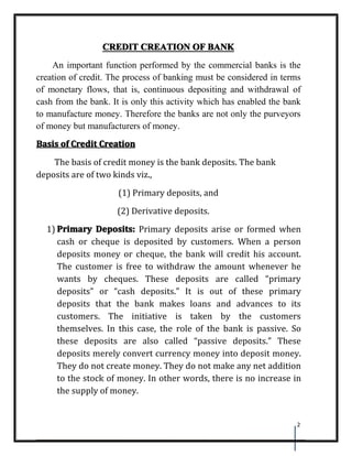 Credit creation of bank | PDF