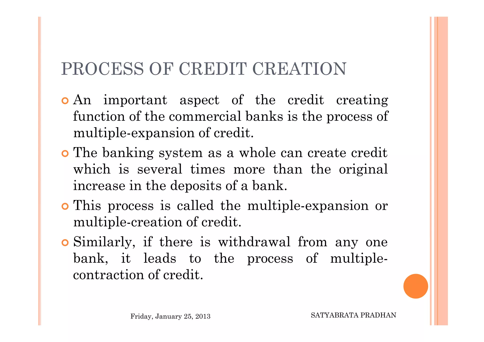 Credit creation of bank ppt | PDF