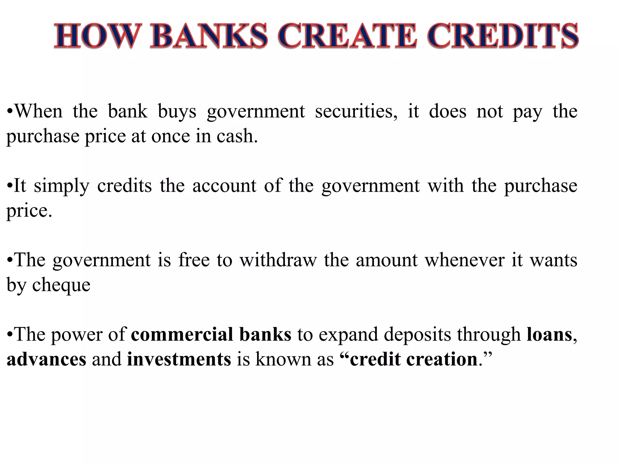 Credit creation of commercial banks | PPTX