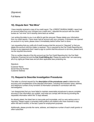 Credit Dispute Letters | RTF