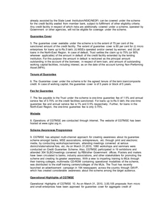 Credit guarantee fund scheme for micro and small enterprises cgtsme ...