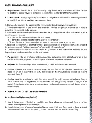 Written Report about Credit Instruments | PPTX