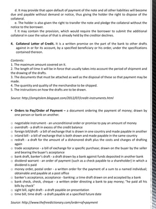 Written Report about Credit Instruments | PPTX