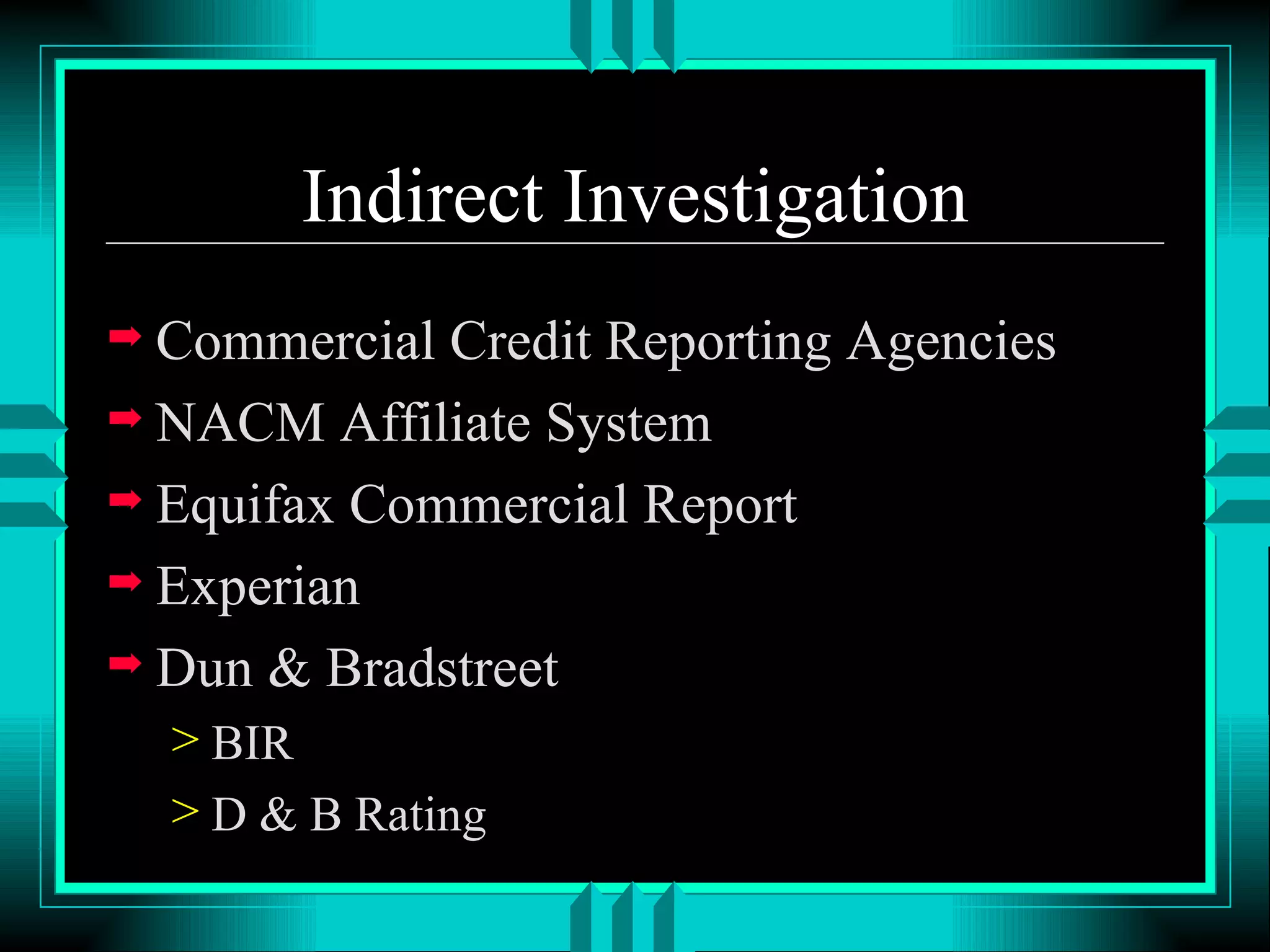 Credit Investigations | PPT