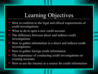 Credit Investigations | PPT