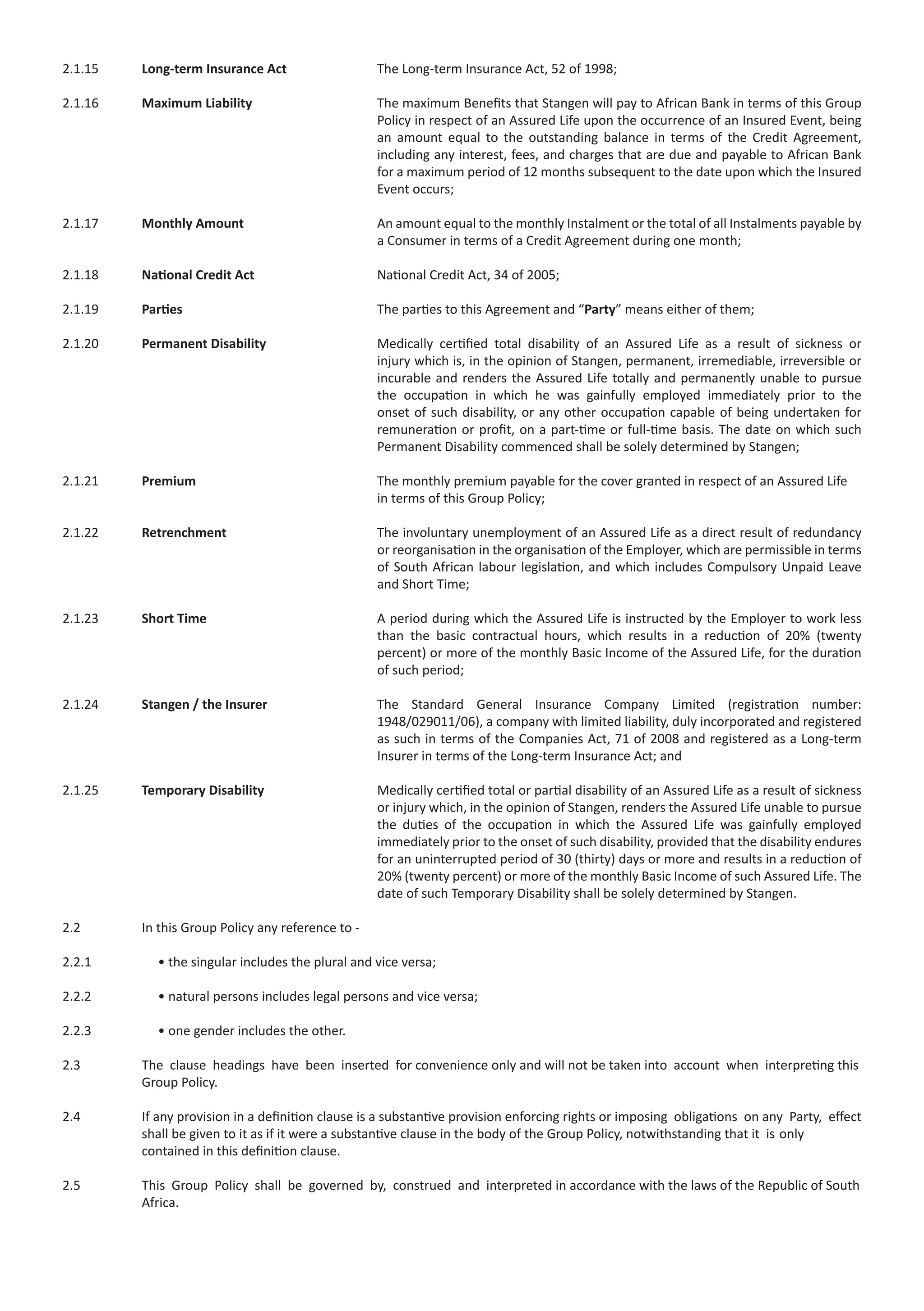 Credit life master policy | PDF