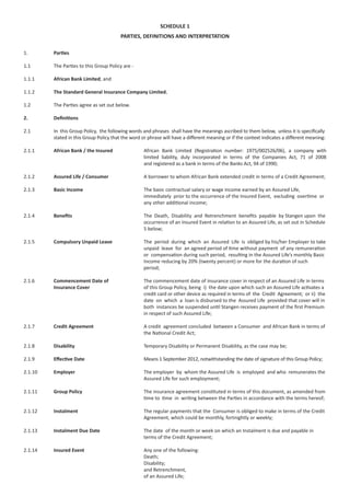Credit life master policy | PDF