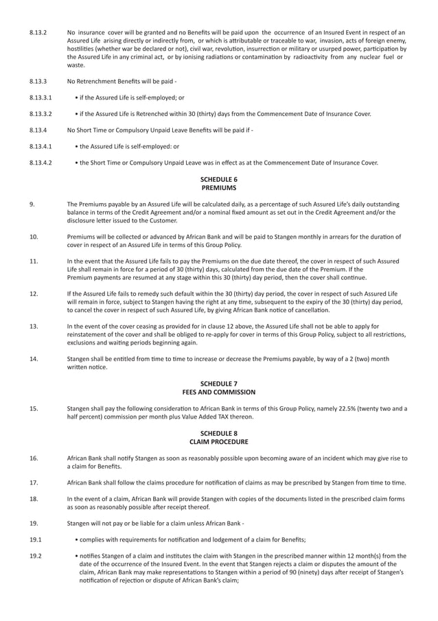 Credit life master policy | PDF