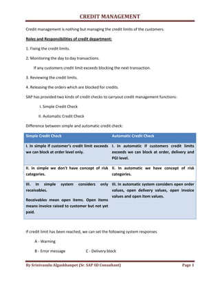 Credit Management in SAP SD | PDF
