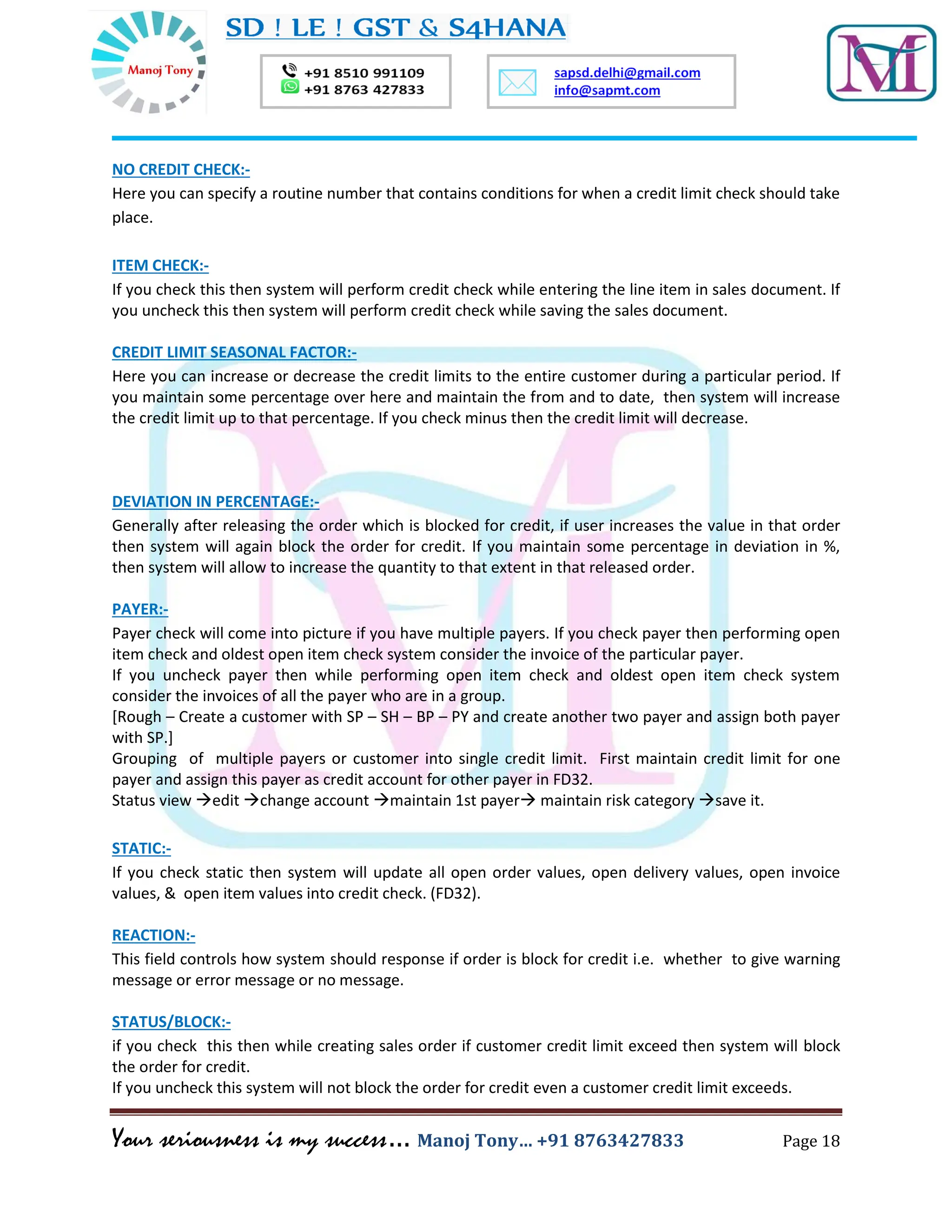 Credit Management Process step by step in SAP SD | PDF