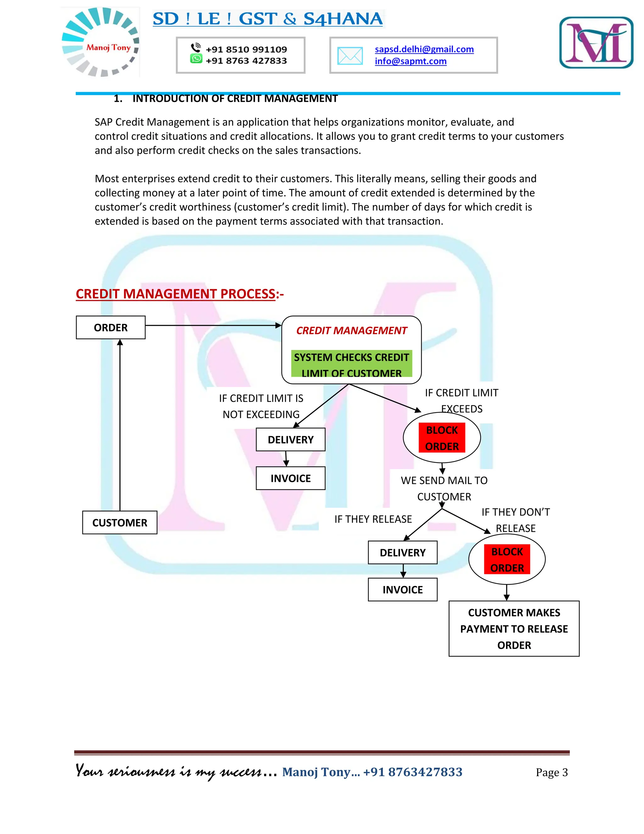 Credit Management Process step by step in SAP SD | PDF
