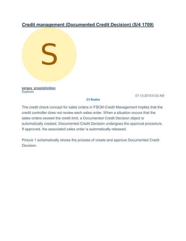 Credit management (Documented Credit Decision.docx | Business ...