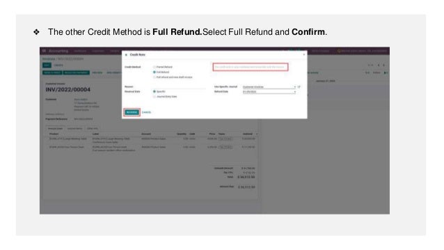 What is Credit Notes in Odoo 15 Accounting | PPTX