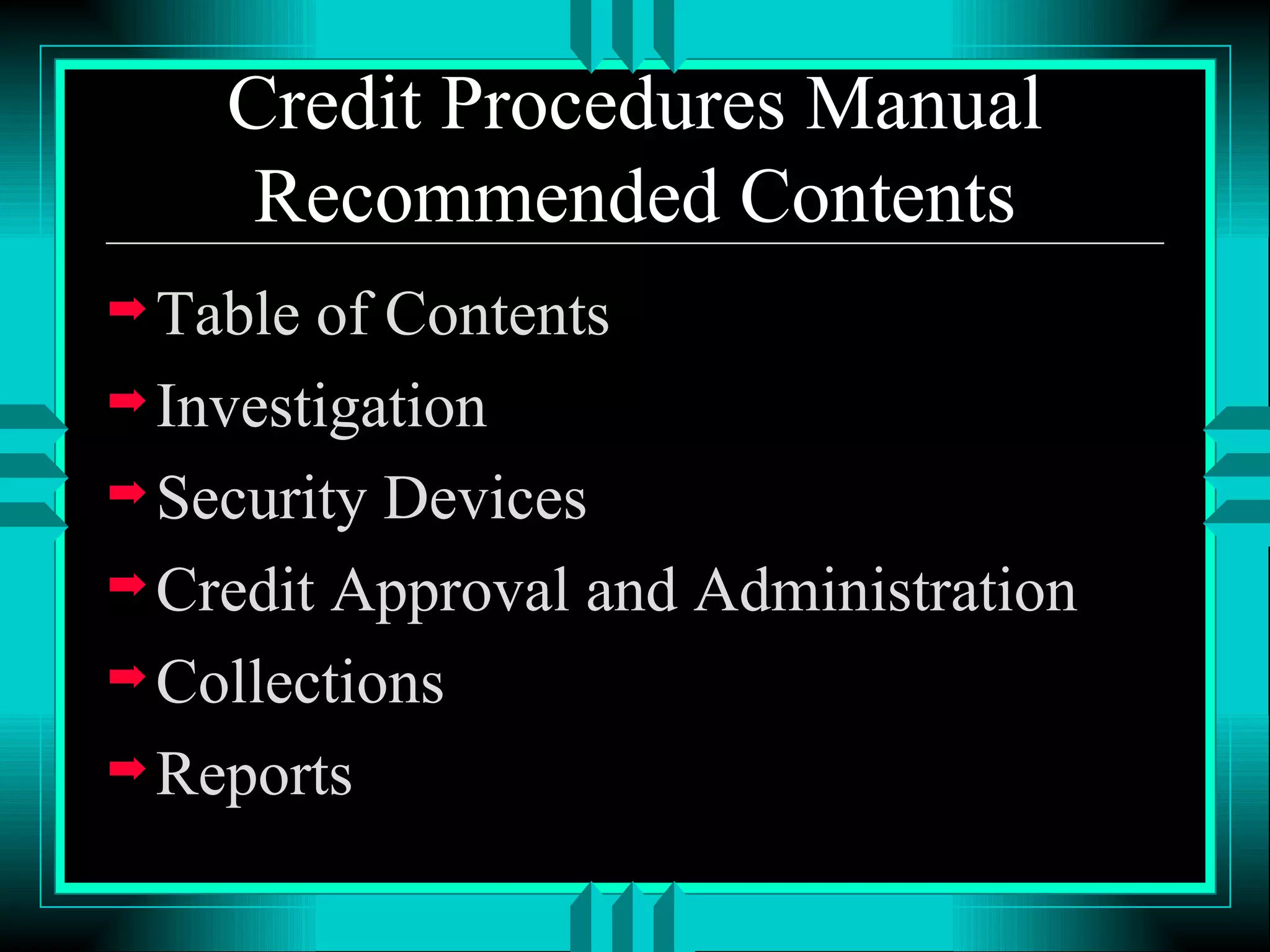 Credit Policy and Procedures | PPT