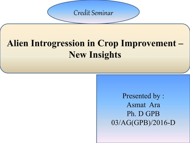 Alien introgression in Crop Improvement-New insights | PPTX | Genetics ...