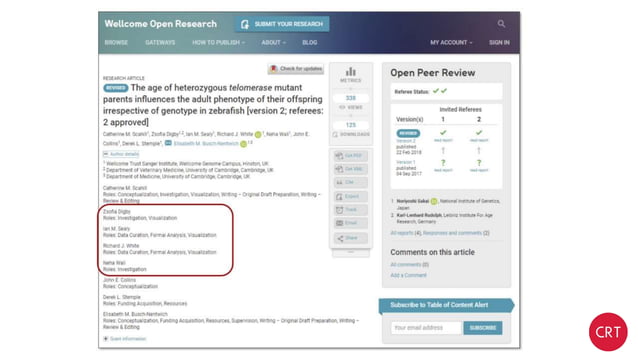 McGonagle-O'Connell "Greater Transparency: Contributor Roles Taxonomy ...