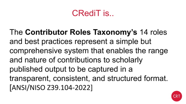 McGonagle-O'Connell "Greater Transparency: Contributor Roles Taxonomy ...