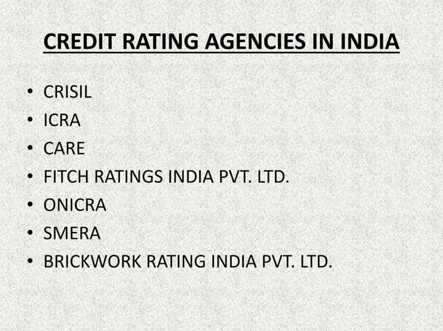 Credit rating agencies | PPTX