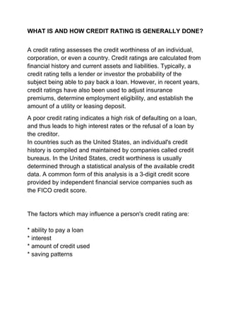 Credit rating agency(cra) hardcopy | PDF