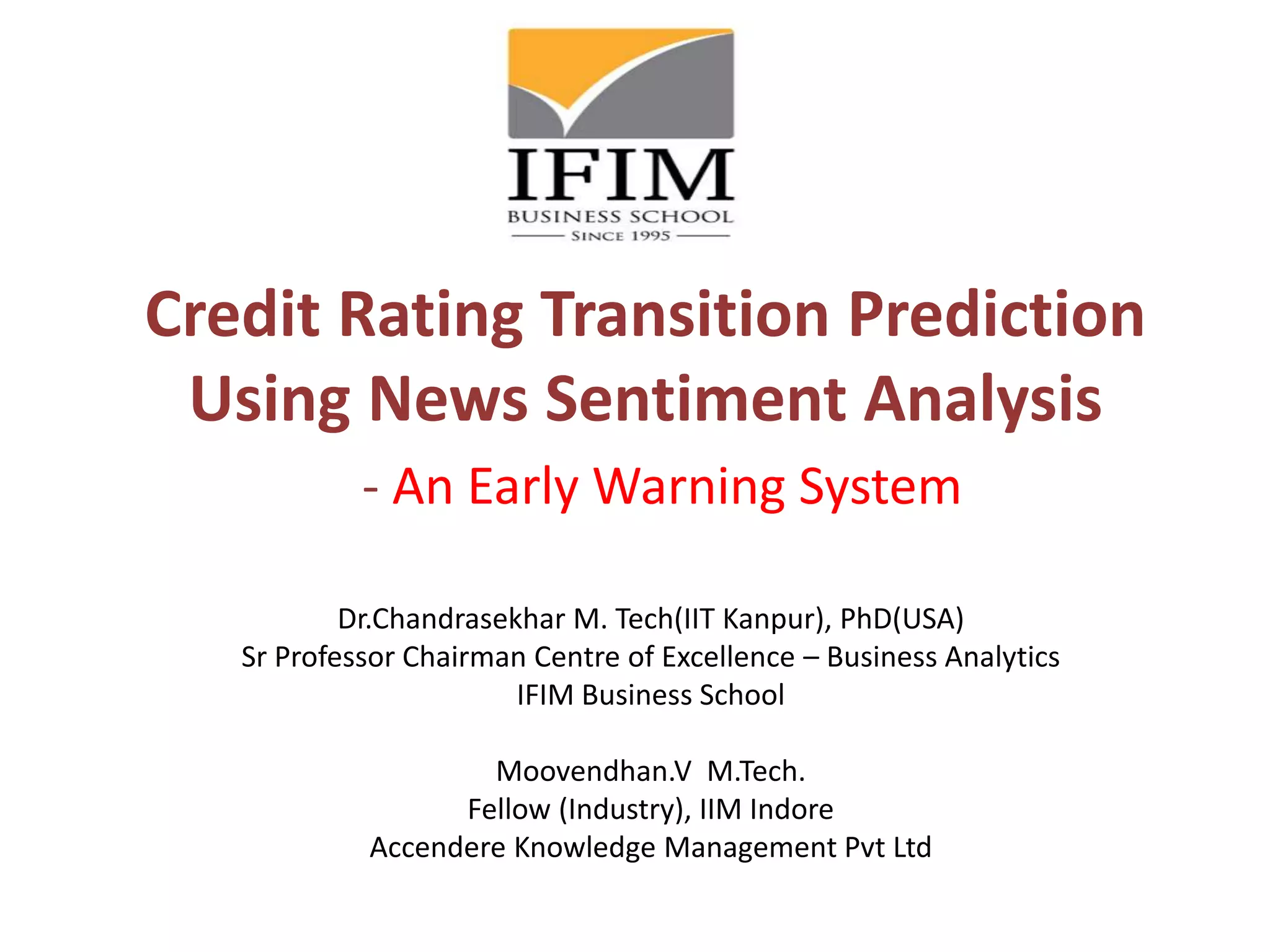 Credit rating transition prediction odsc 2019 | PPT