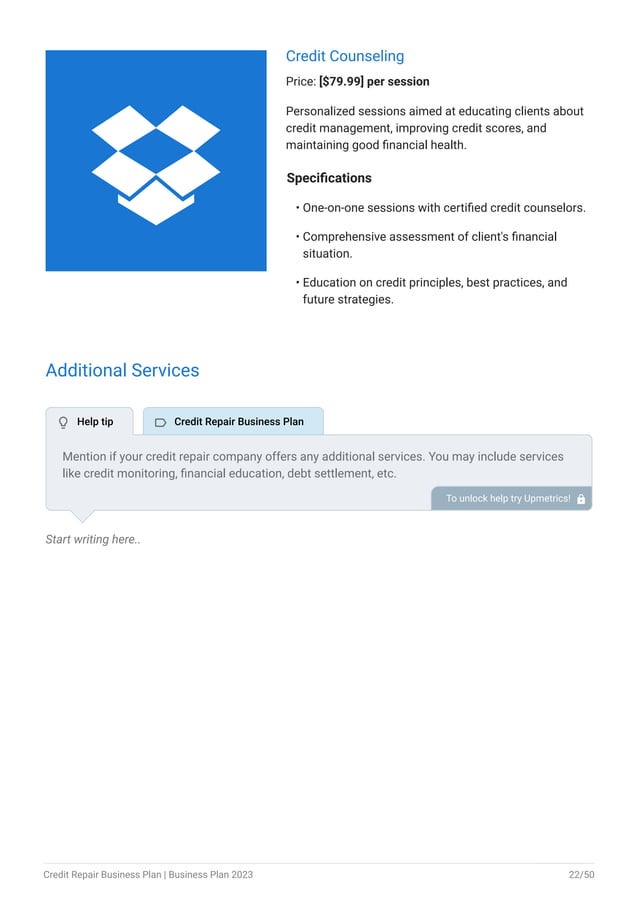 Credit Repair Business Plan Example | Upmetrics | PDF | Business ...