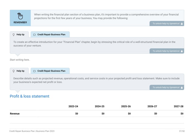 Credit Repair Business Plan Example | Upmetrics | PDF | Business ...