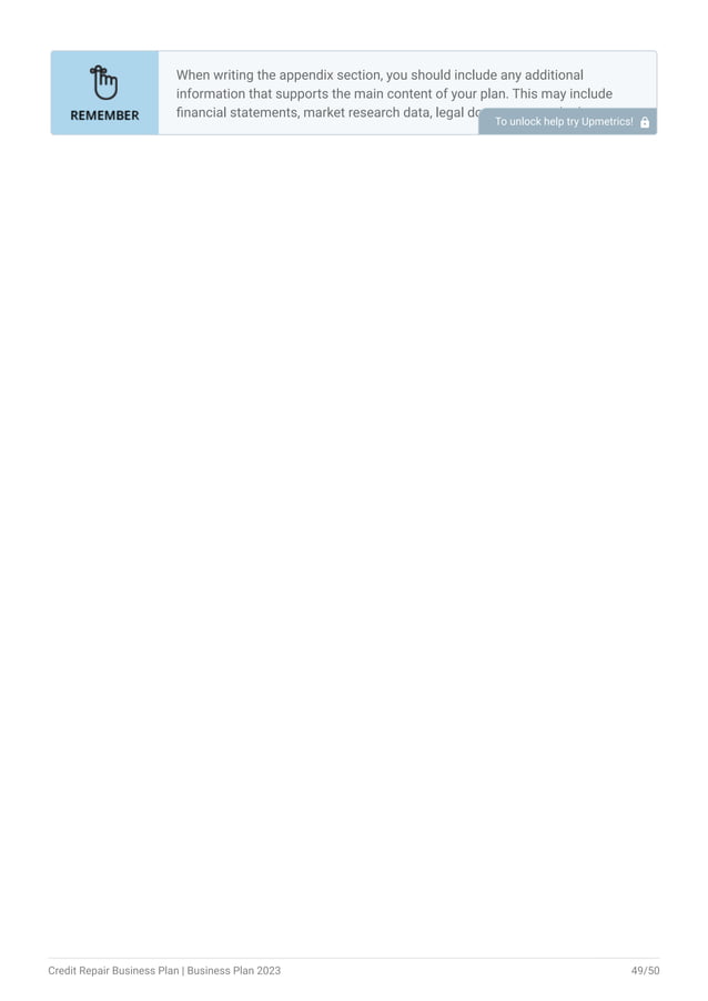 Credit Repair Business Plan Example | Upmetrics | PDF | Business ...