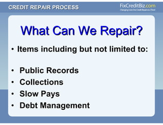 Credit Repair Presentation | PDF