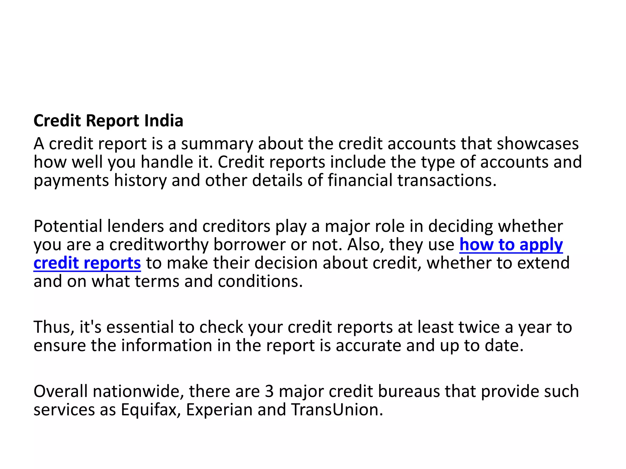Credit Report India | PPTX