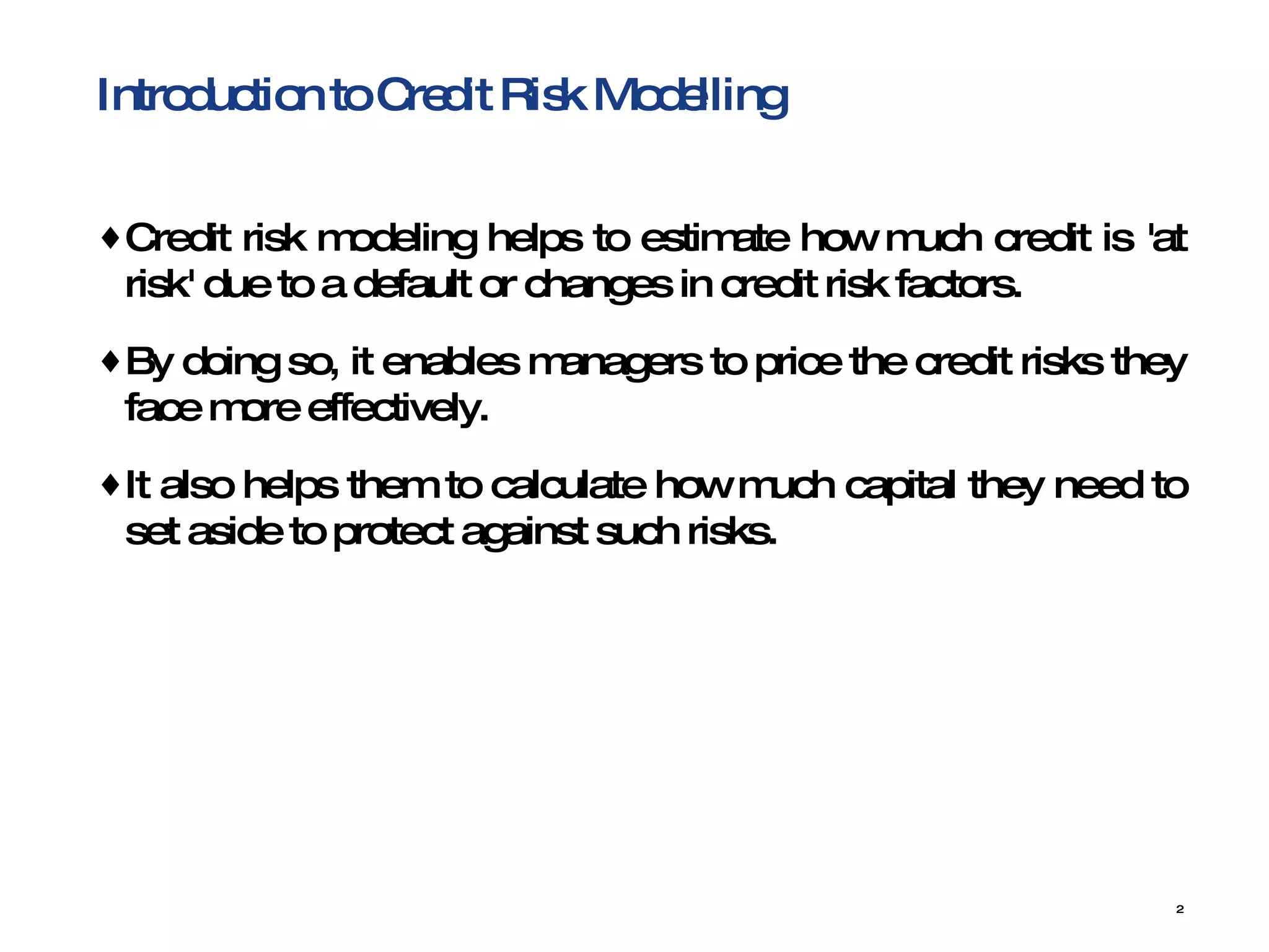 Credit Risk Modelling Primer | PPT