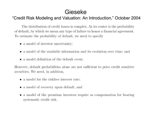 Credit risk models | PPT | Stocks and Bonds | Personal Investing