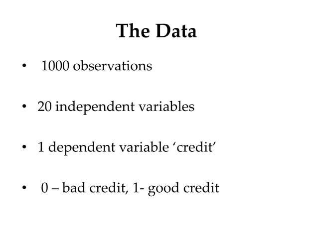 Credit scoring using Rattle and R | PPT