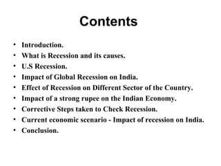 U.S recession and its impact on indian economy | PPT