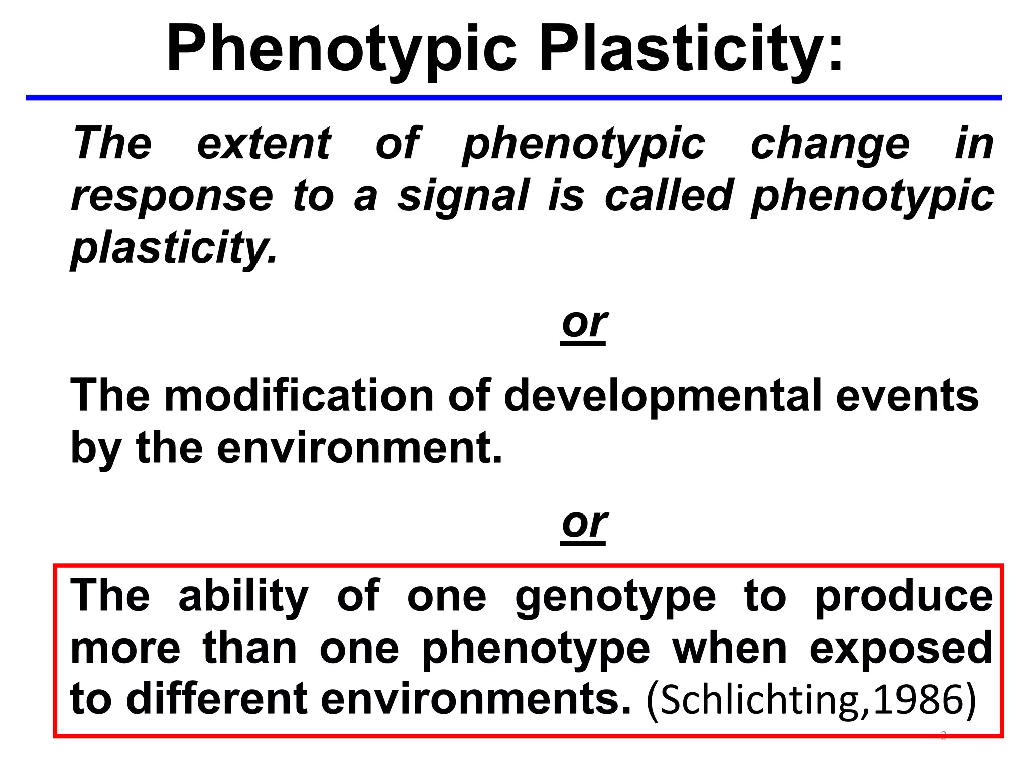 PHENOTYPIC PLASTICITY IN CROP PLANTS | PPTX
