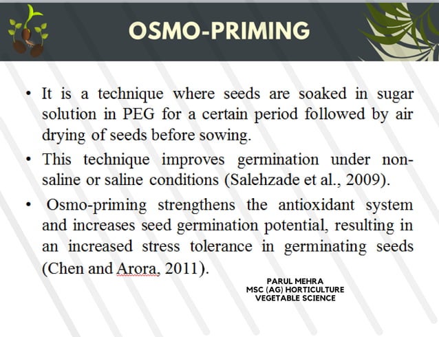Advances in Seed priming | PDF | Agriculture | Industries
