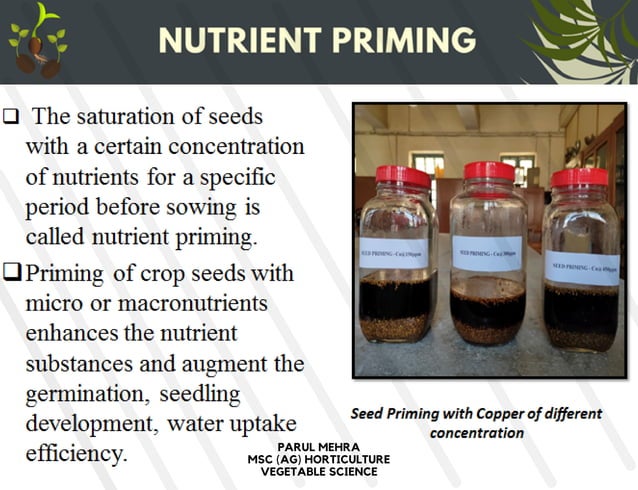 Advances in Seed priming | PDF | Agriculture | Industries